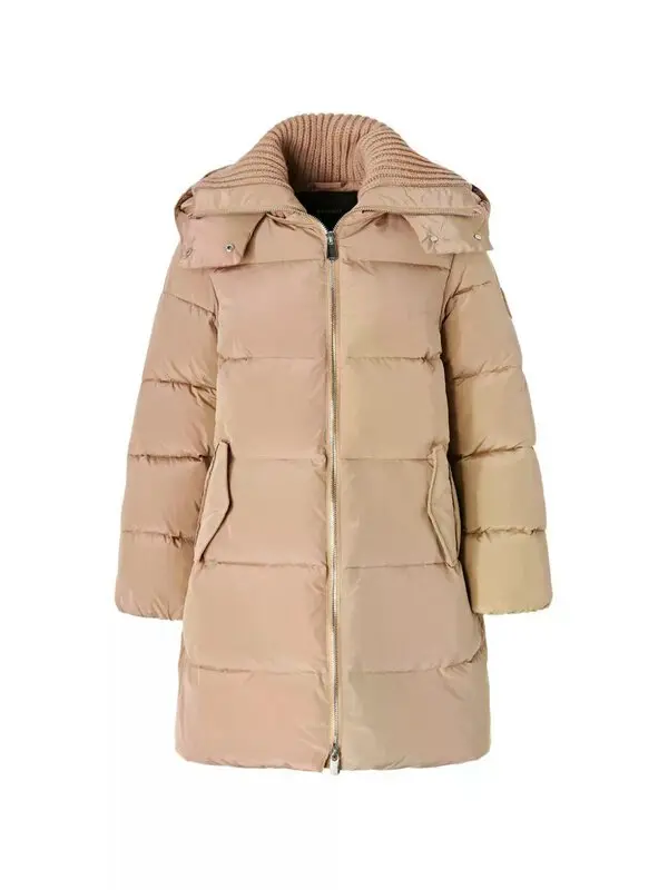 Pinko Quilted Hooded Puffer Coat With Ribbed-knit Collar