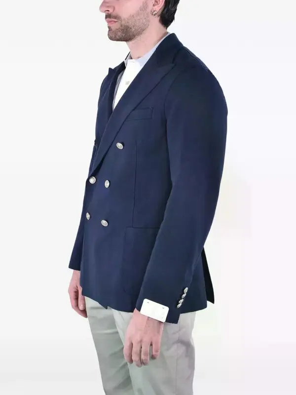 Eleventy Double-breasted Piqué Jacket - Blue