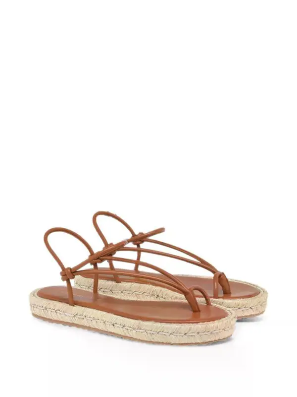GIANVITO ROSSI Kora Metallic Leather Espadrille Sandals