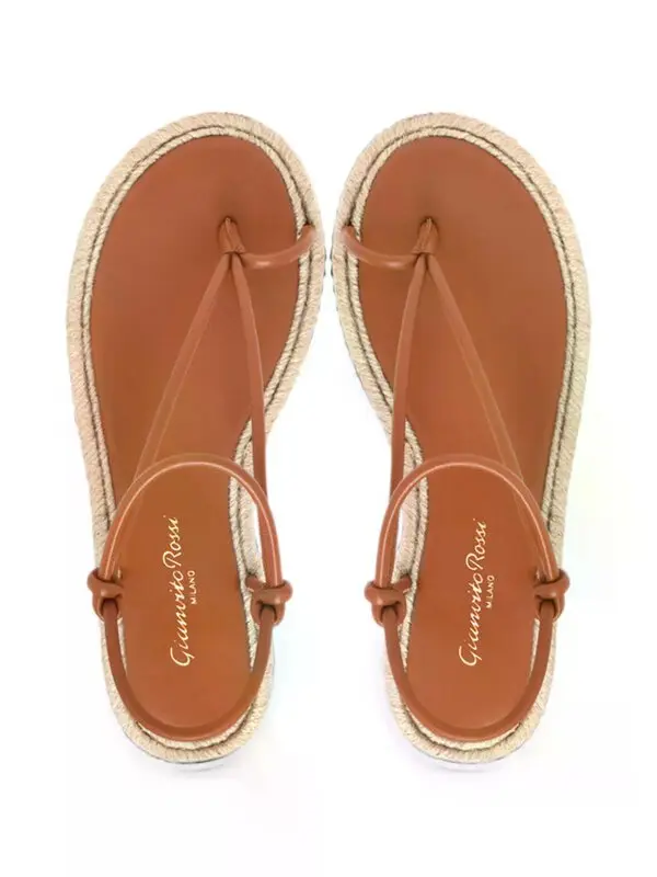 GIANVITO ROSSI Kora Metallic Leather Espadrille Sandals