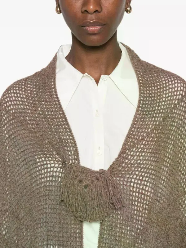 CHIARA IS Fringed-hem Crochet-knit Cape