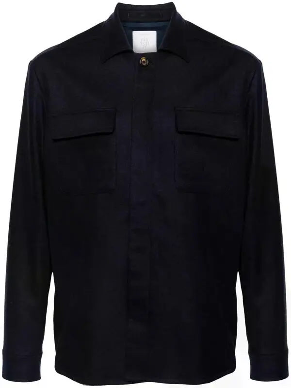 Eleventy Midnight Wool Blend Fleece Shirt Jacket