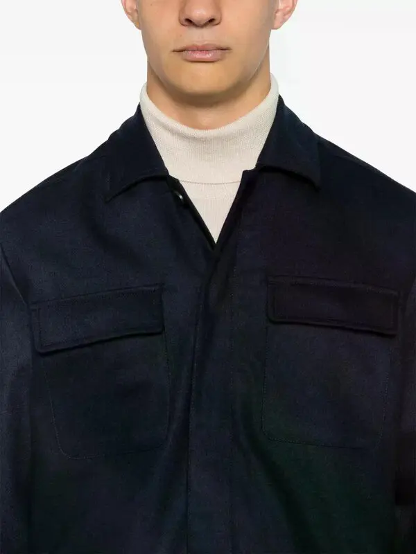 Eleventy Midnight Wool Blend Fleece Shirt Jacket