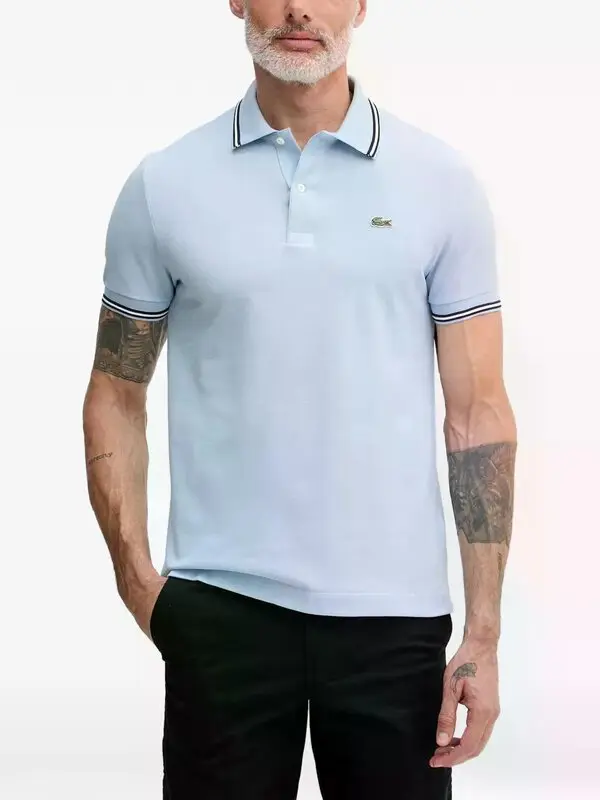 Lacoste L.12.12 Striped-trim Logo-patch Polo Shirt