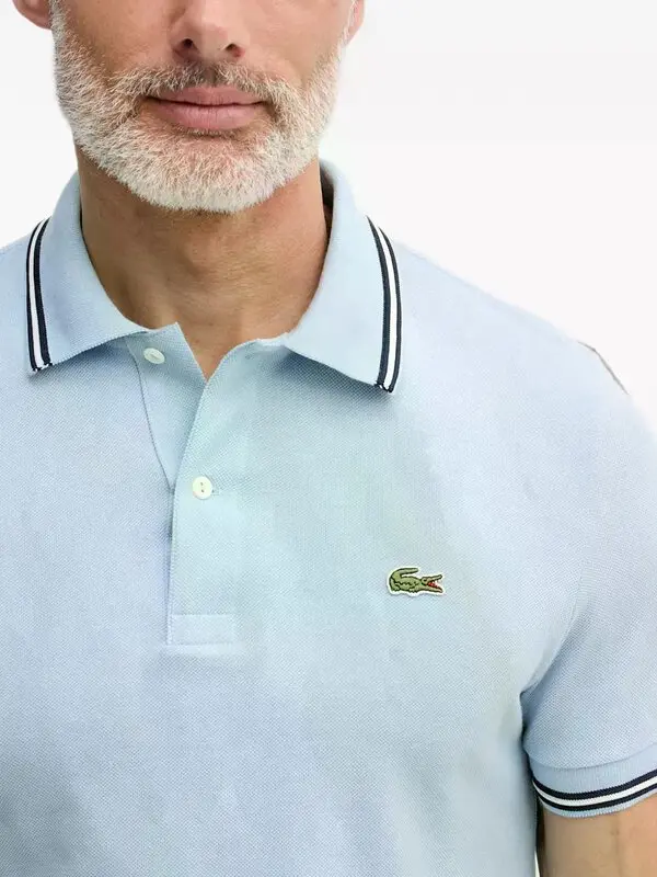 Lacoste L.12.12 Striped-trim Logo-patch Polo Shirt