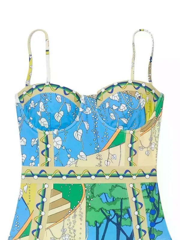 Tory Burch Graphic-print Underwired Swimsuit - Blue