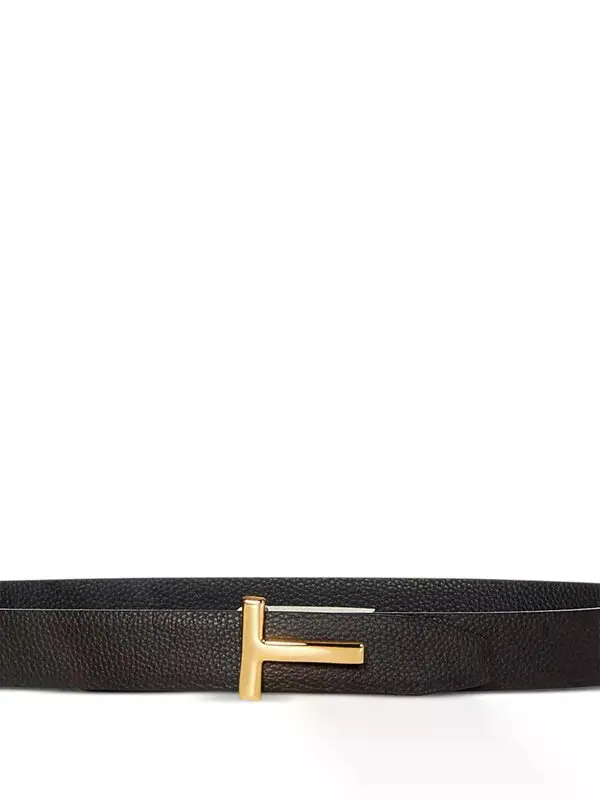 TOM FORD T-buckle Grained Leather Belt - Brown