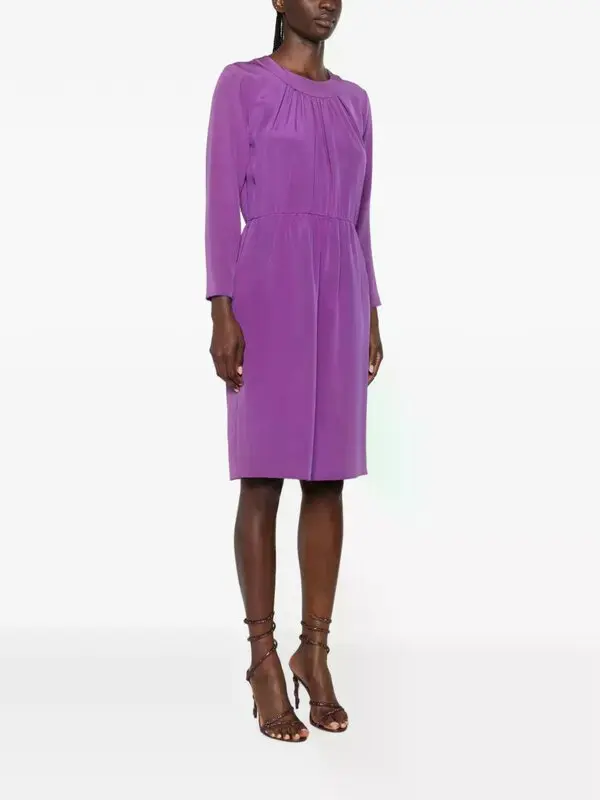 Saint Laurent Gathered Long Sleeve Mini Dress