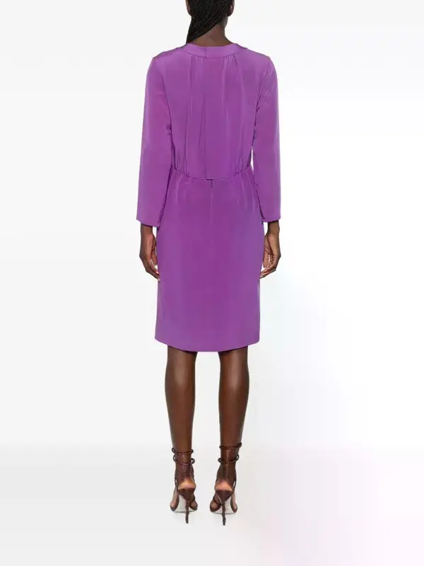 Saint Laurent Gathered Long Sleeve Mini Dress