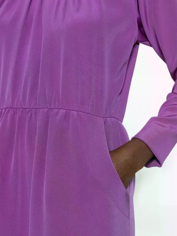 Saint Laurent Gathered Long Sleeve Mini Dress