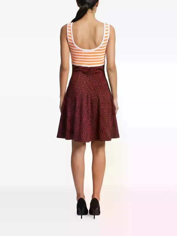 Marni Sleeveless Striped And Checked Mini Dress