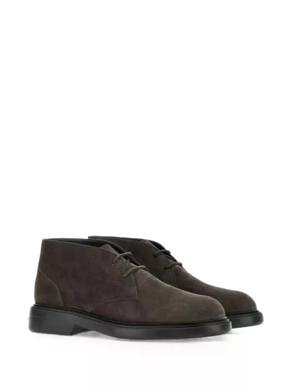 Hogan Dark Suede Lace-up Ankle Boots