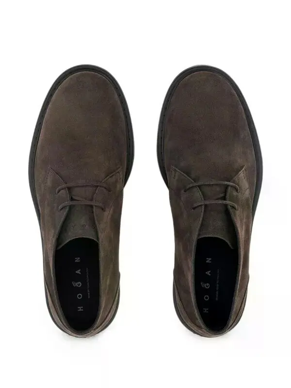 Hogan Dark Suede Lace-up Ankle Boots