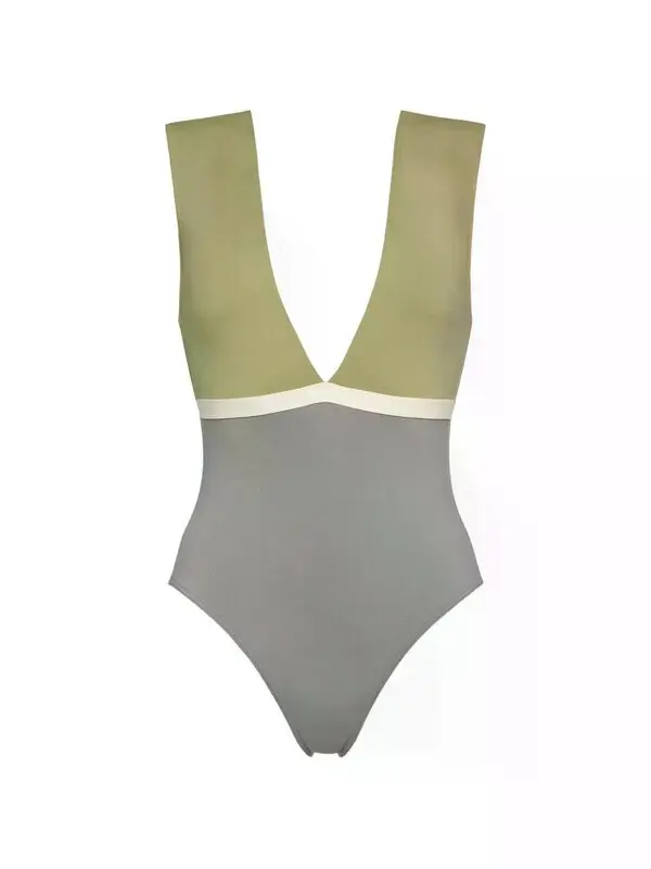ERES Panelled V-neck Sleeveless Swimsuit - Grey
