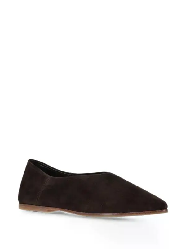 LA ROSE Pointed-toe Suede Ballet Flats