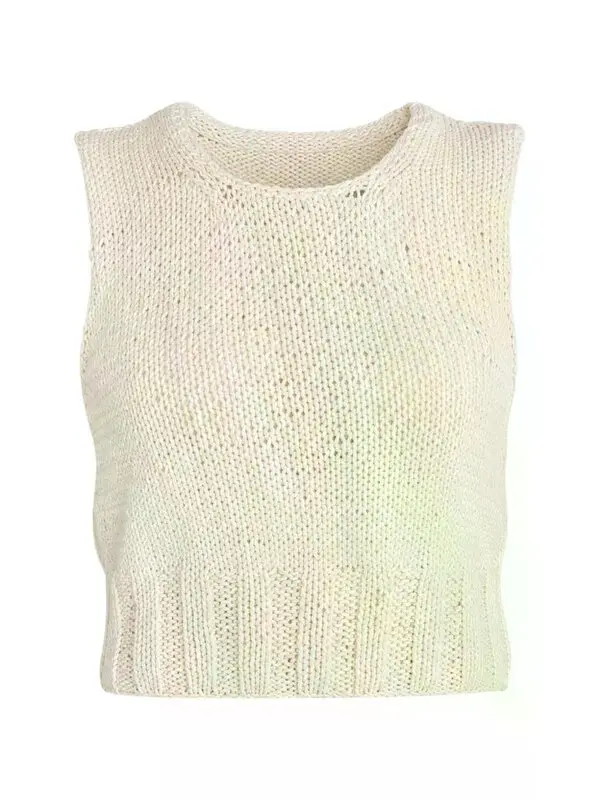 PINK MEMORIES Open-knit Sleeveless Cropped Sweater
