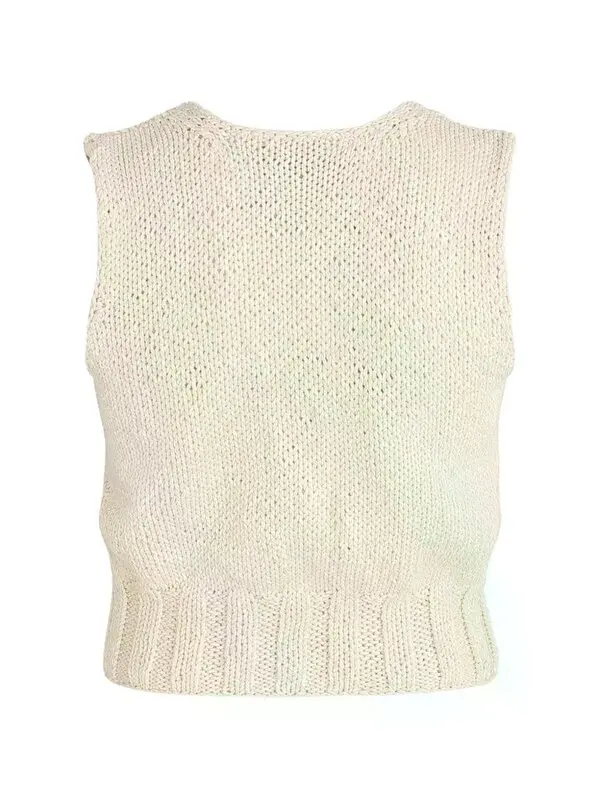 PINK MEMORIES Open-knit Sleeveless Cropped Sweater