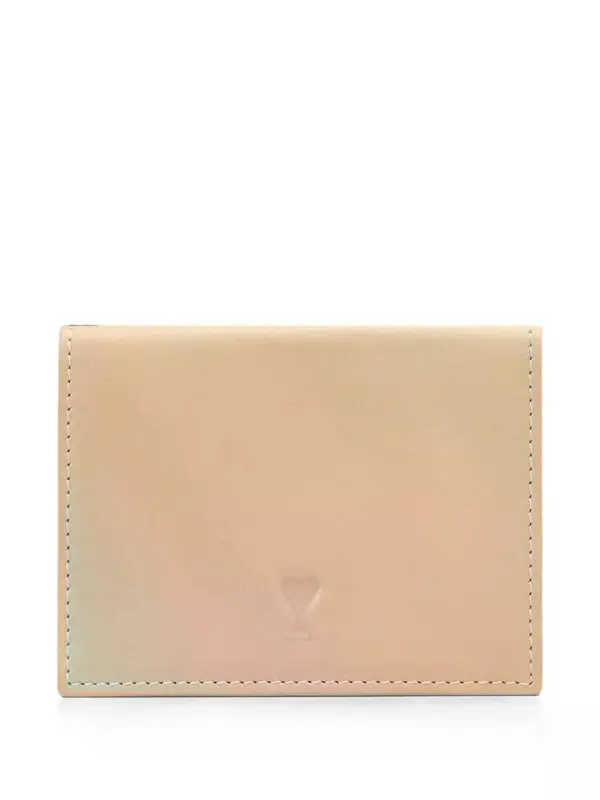 AMI Paris Cowhide-leather Tri-fold Wallet With De Coeur - Neutrals