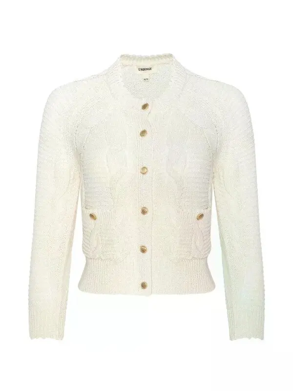 L'Agence Darcy Cable-knit Cardigan With Gold-tone Hardware