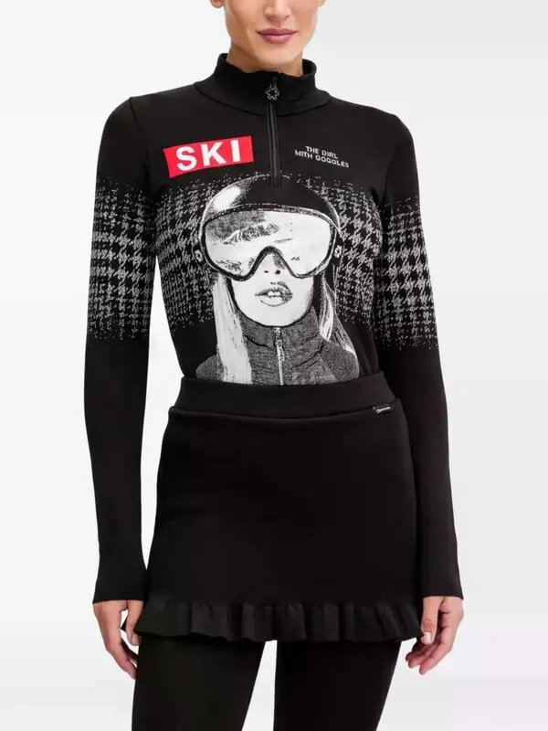 NEWLAND Zipped Ski Top With Graphic Print