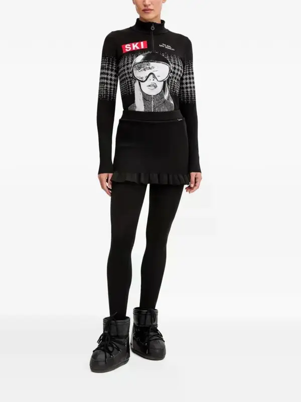 NEWLAND Zipped Ski Top With Graphic Print