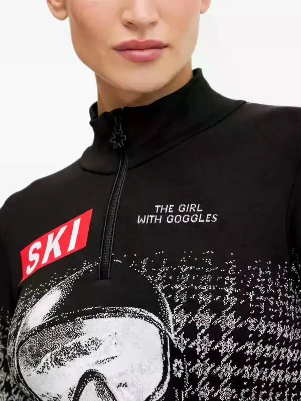 NEWLAND Zipped Ski Top With Graphic Print