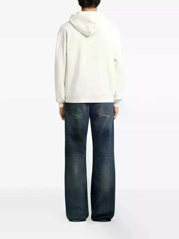COURREGES Logo-embroidered Cotton Zip-up Hoodie