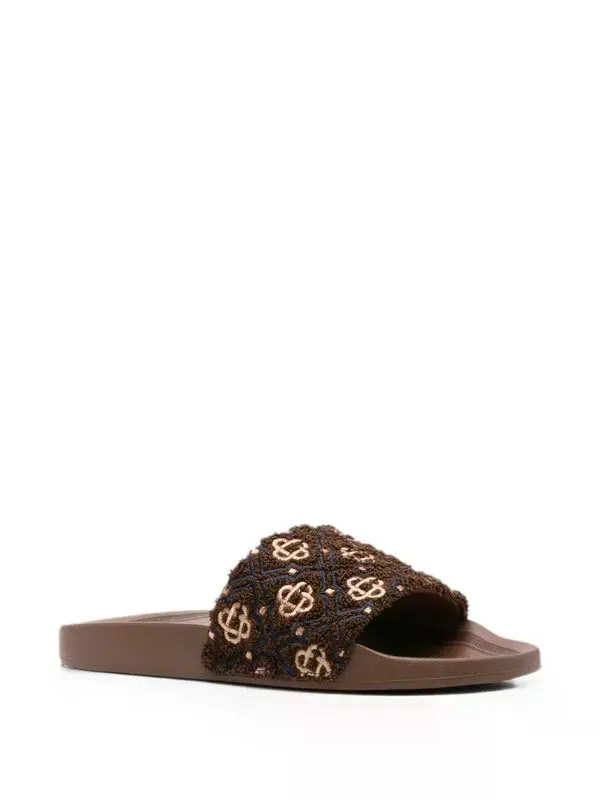 Casablanca Monogram Embroidered Terry Cloth Slippers