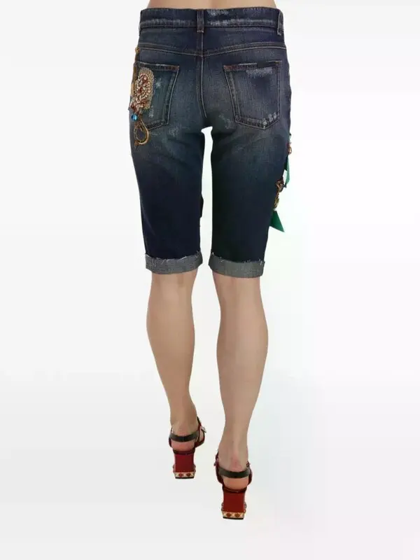 Dolce & Gabbana Embellished Distressed Denim Shorts