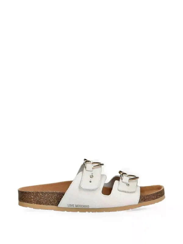 Moschino Heart Buckle Sandals - Neutrals