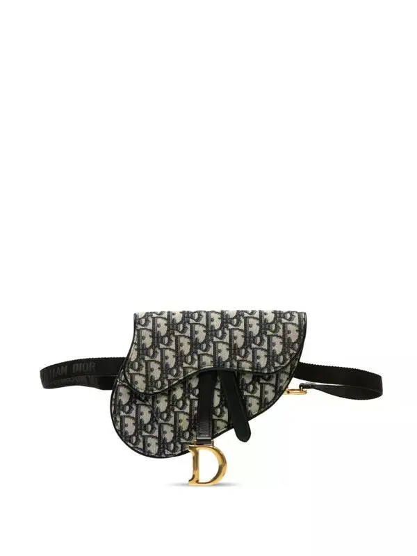 Dior 2019 Oblique Canvas Saddle Belt Bag - Blue