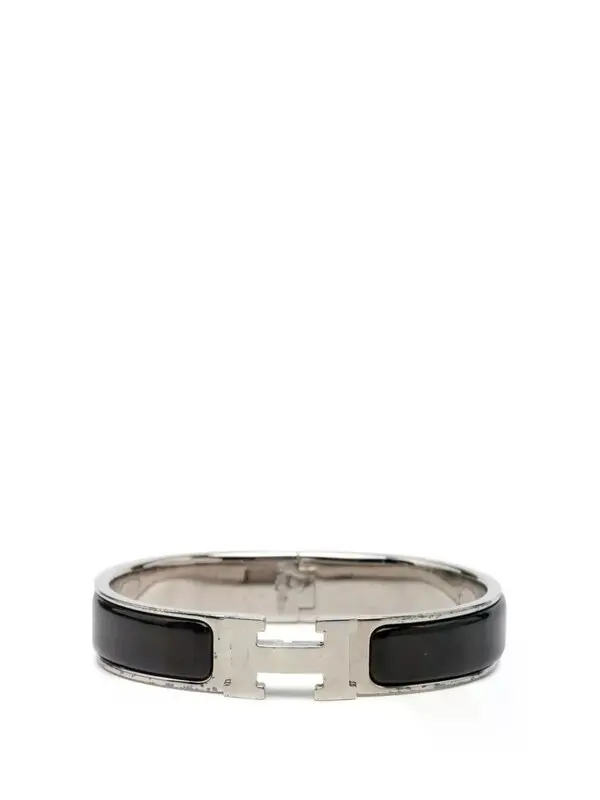 Hermès Enamel And Palladium Plated Metal Clic H Bracelet - Black
