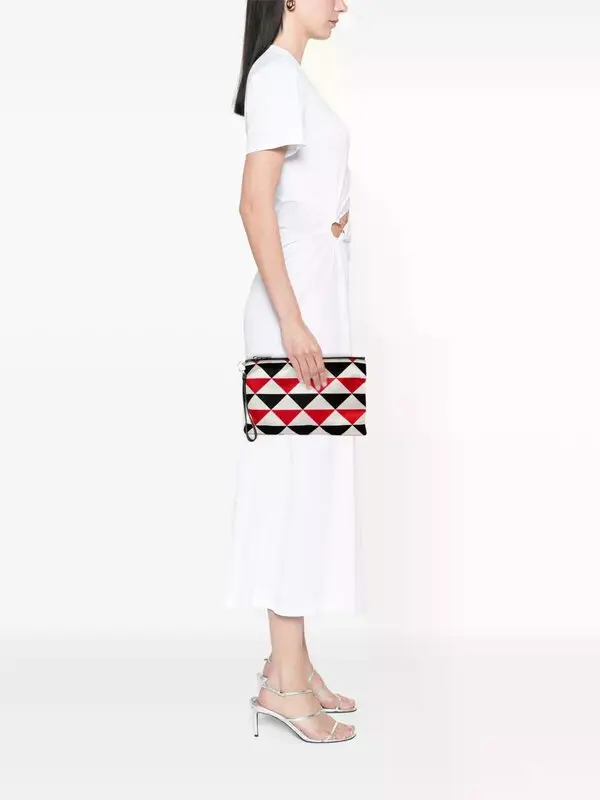 Prada Nylon Geometric Triangle Pattern Clutch Bag