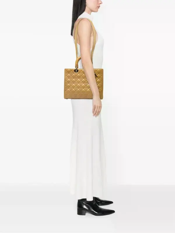 Dior Large Patent Cannage Lady Satchel - Neutrals