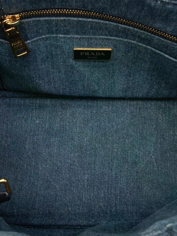 Prada Small Denim Canapa Logo Satchel - Blue