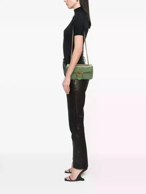 Gucci Gg Marmont Matelassé Calfskin Shoulder Bag - Green