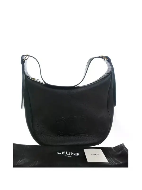 Celine 2024 Medium Supple Grained Calfskin Heloise Shoulder Bag - Black