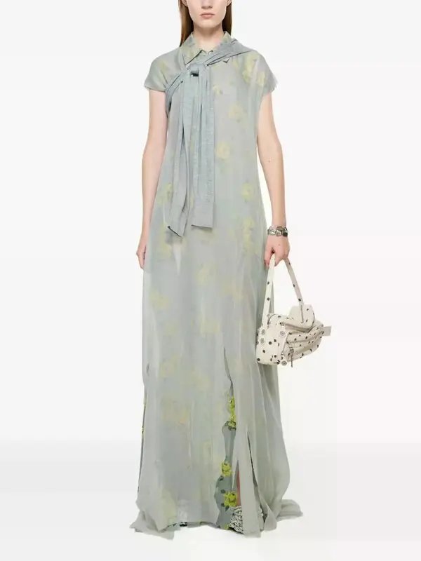 Acne Studios Floral Print Maxi Dress With Button-up Front