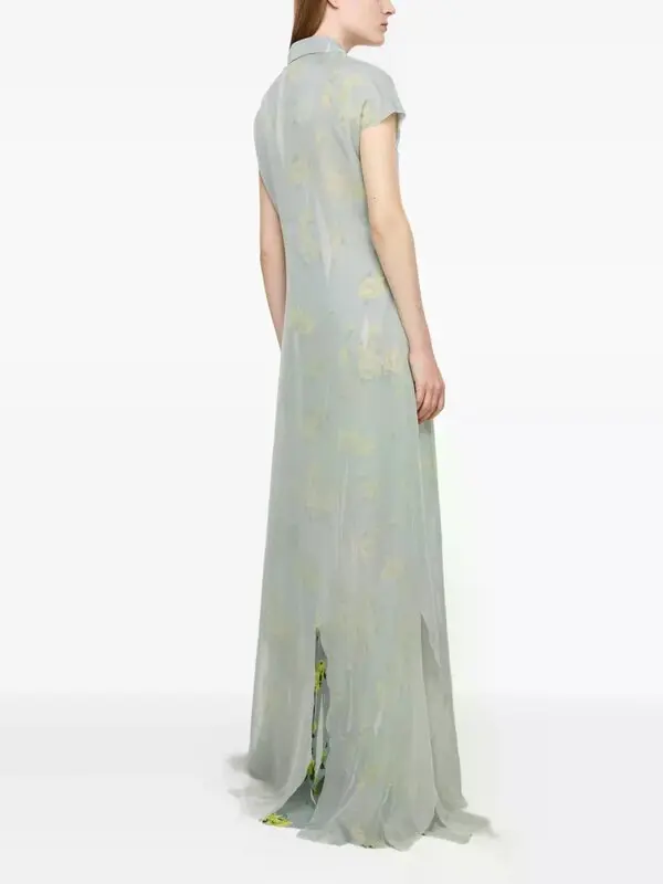 Acne Studios Floral Print Maxi Dress With Button-up Front