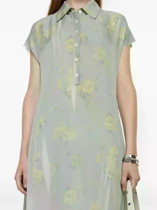 Acne Studios Floral Print Maxi Dress With Button-up Front