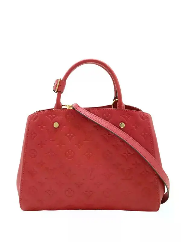 LOUIS VUITTON Monogram Empreinte Montaigne Mm Satchel - Red