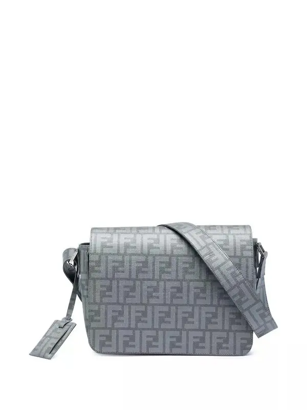 Fendi Zucca Spalmati Flap Crossbody Bag - Grey