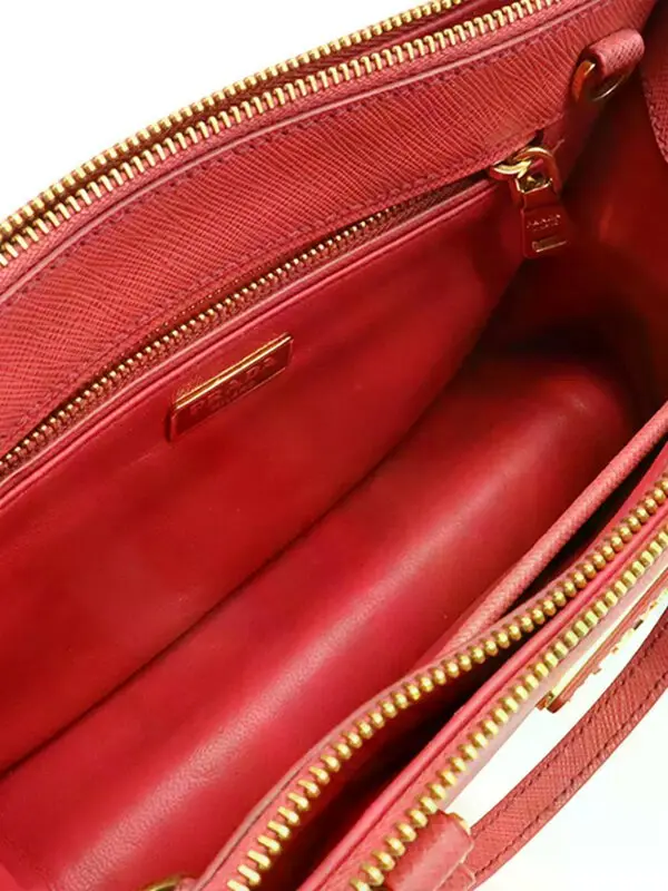Prada Saffiano Lux Galleria Double Zip Satchel - Pink