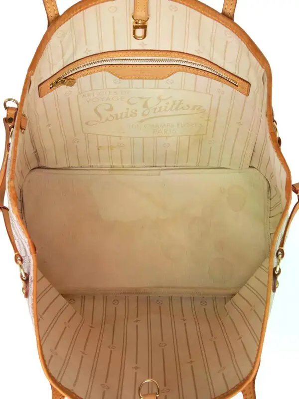LOUIS VUITTON Damier Azur Neverfull Mm Tote Bag - White