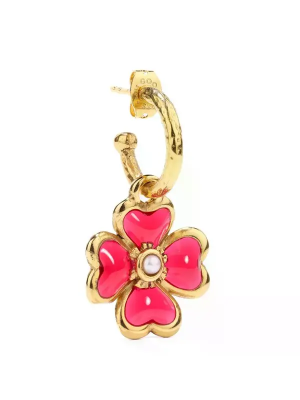 GOOSSENS Tone Brass Clover Pendant Hoop Earring - Gold