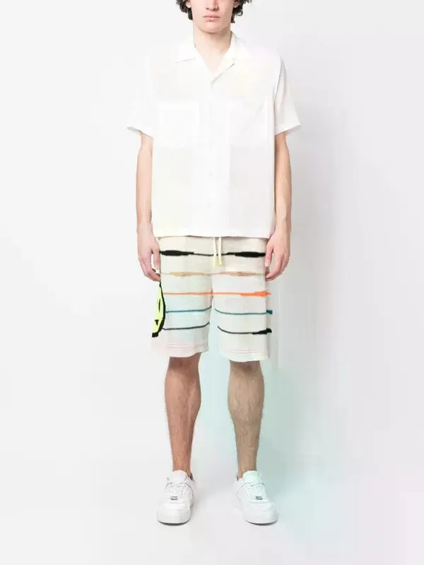 BARROW Intarsia-knit Logo Striped Shorts