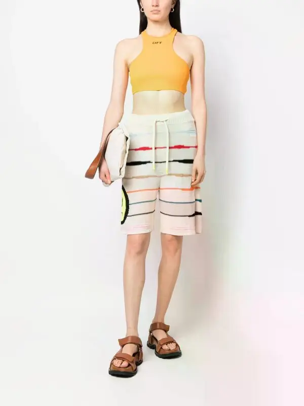 BARROW Intarsia-knit Logo Striped Shorts