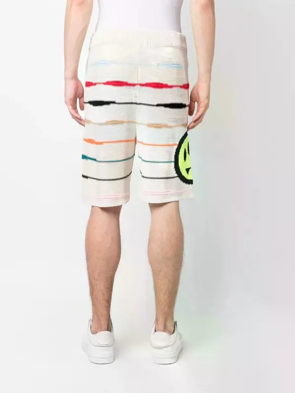 BARROW Intarsia-knit Logo Striped Shorts