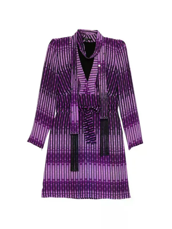 Gucci Abstract Print Fringed Silk Dress