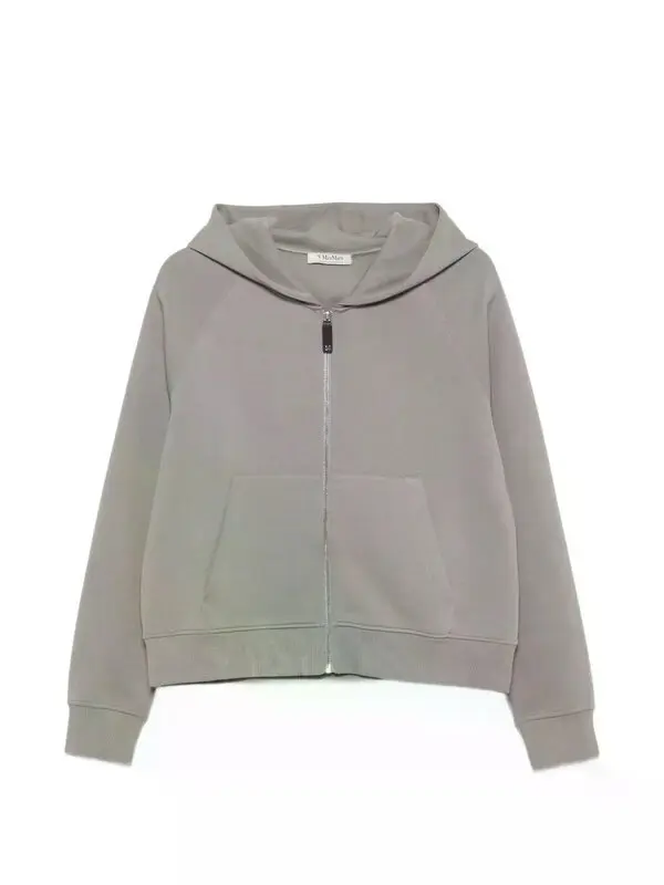 Max Mara Embroidered Logo Zip-up Hoodie - Grey